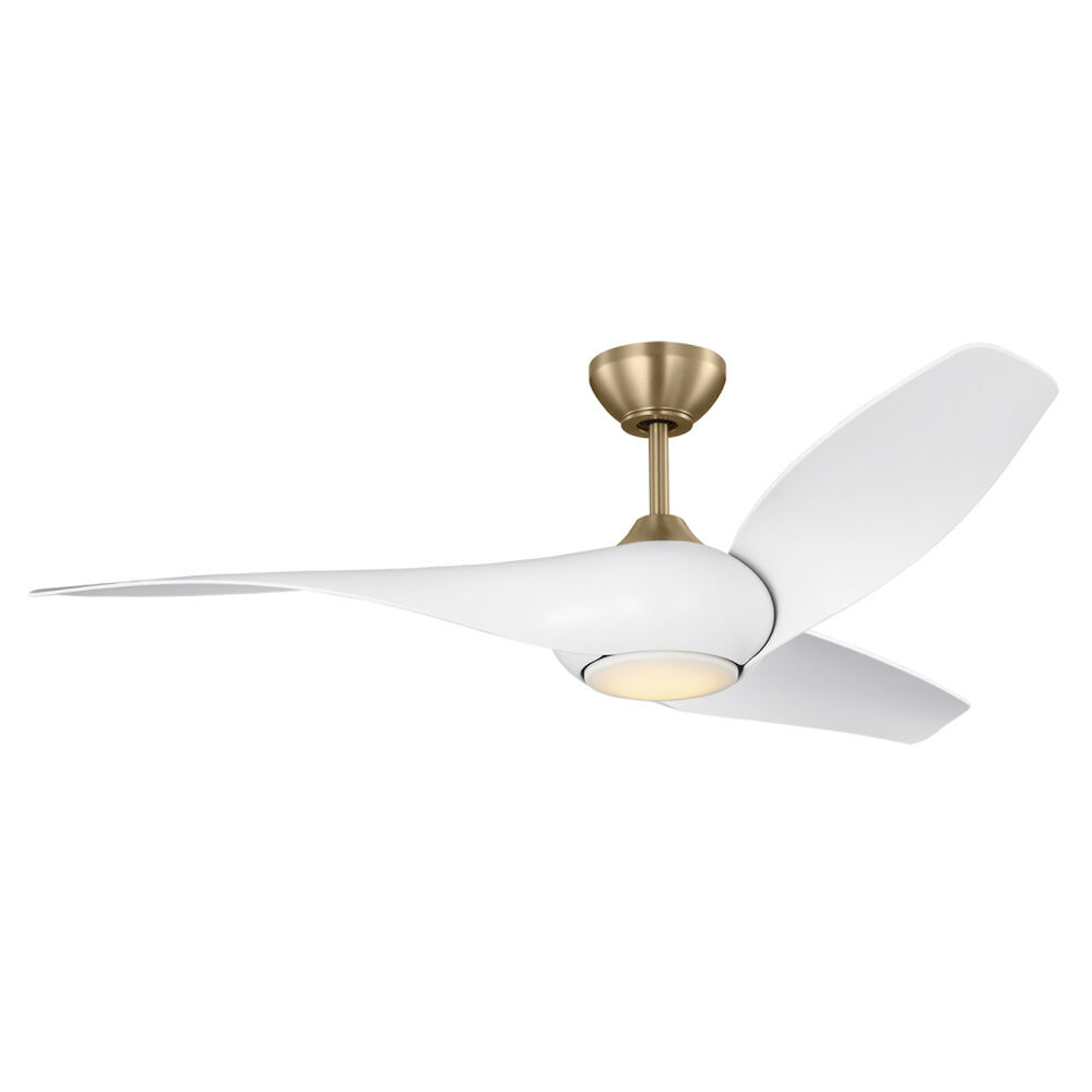 Topan 52-Inch LED Smart Fan in Burnished Brass & White by VC Fan ...
