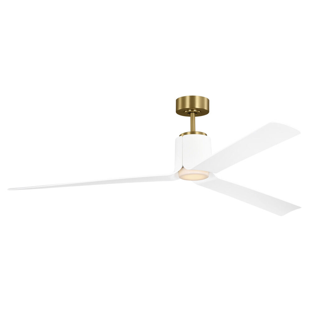 Peel 66-Inch LED Smart Fan in Burnished Brass & White by VC Fan ...